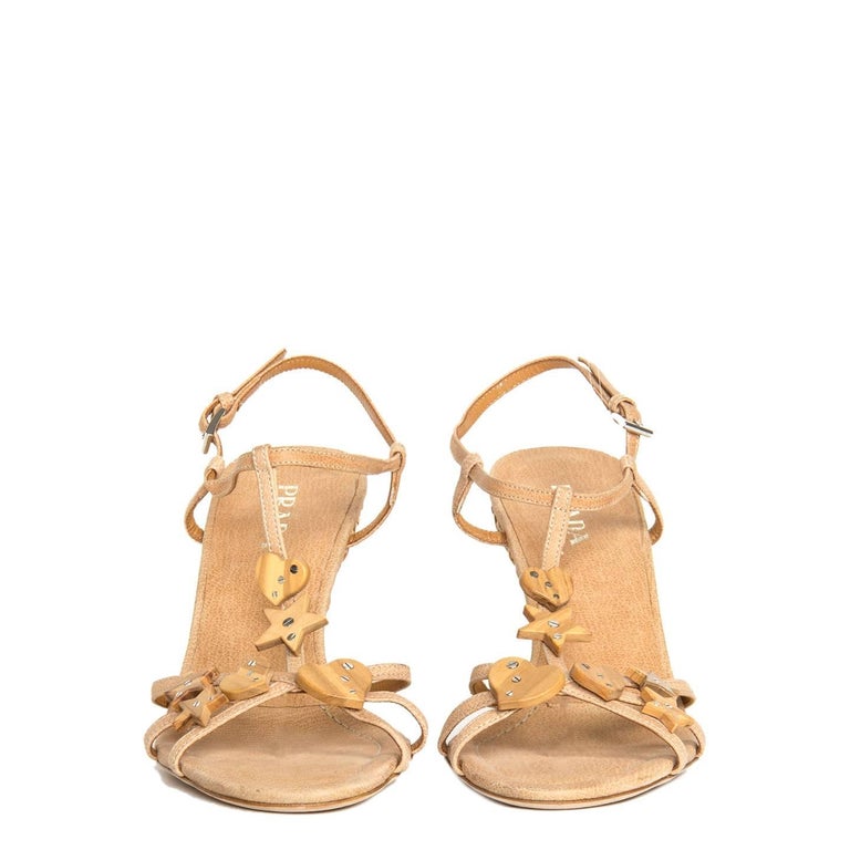 Prada Tan Leather and Rattan Wedge For Sale at 1stDibs