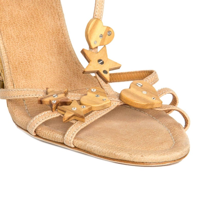 Prada Tan Leather and Rattan Wedge For Sale at 1stDibs