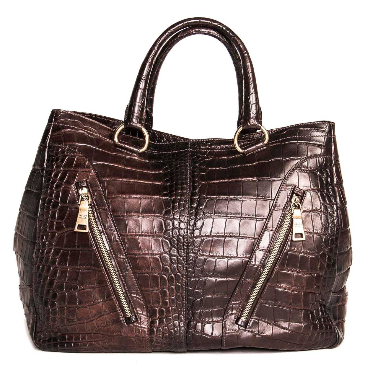 Prada Burgundy Crocodile Oversized Bag For Sale at 1stDibs | prada ...