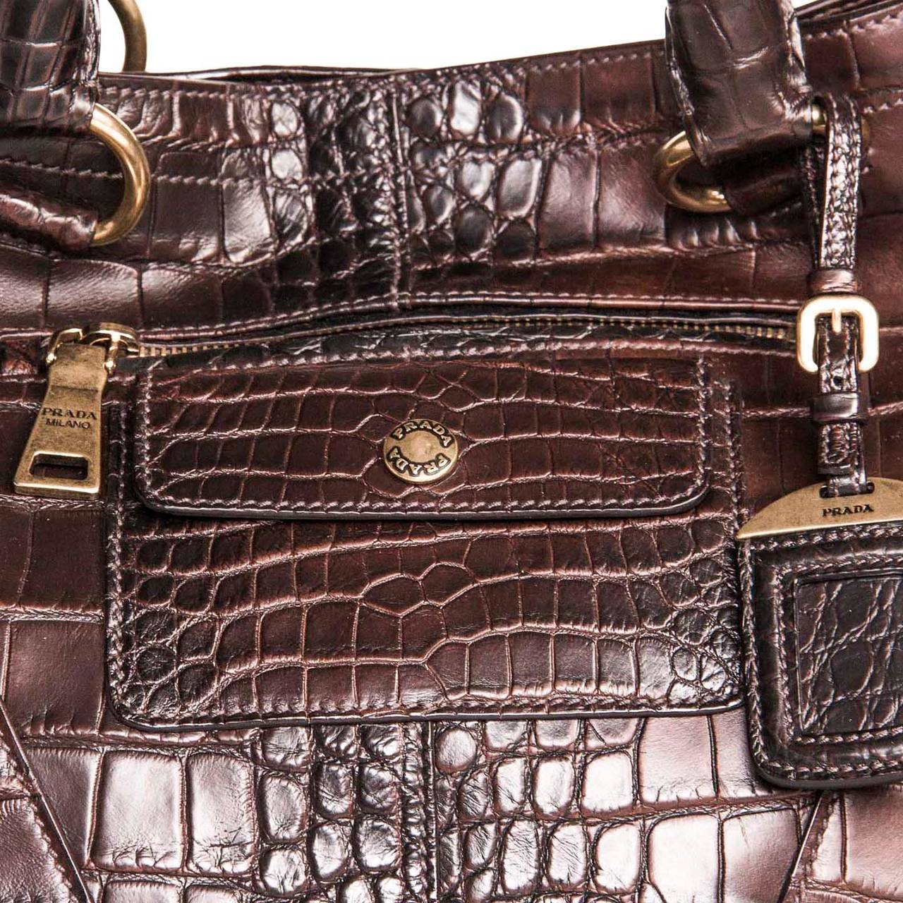 Prada Burgundy Crocodile Oversized Bag For Sale at 1stDibs | prada ...