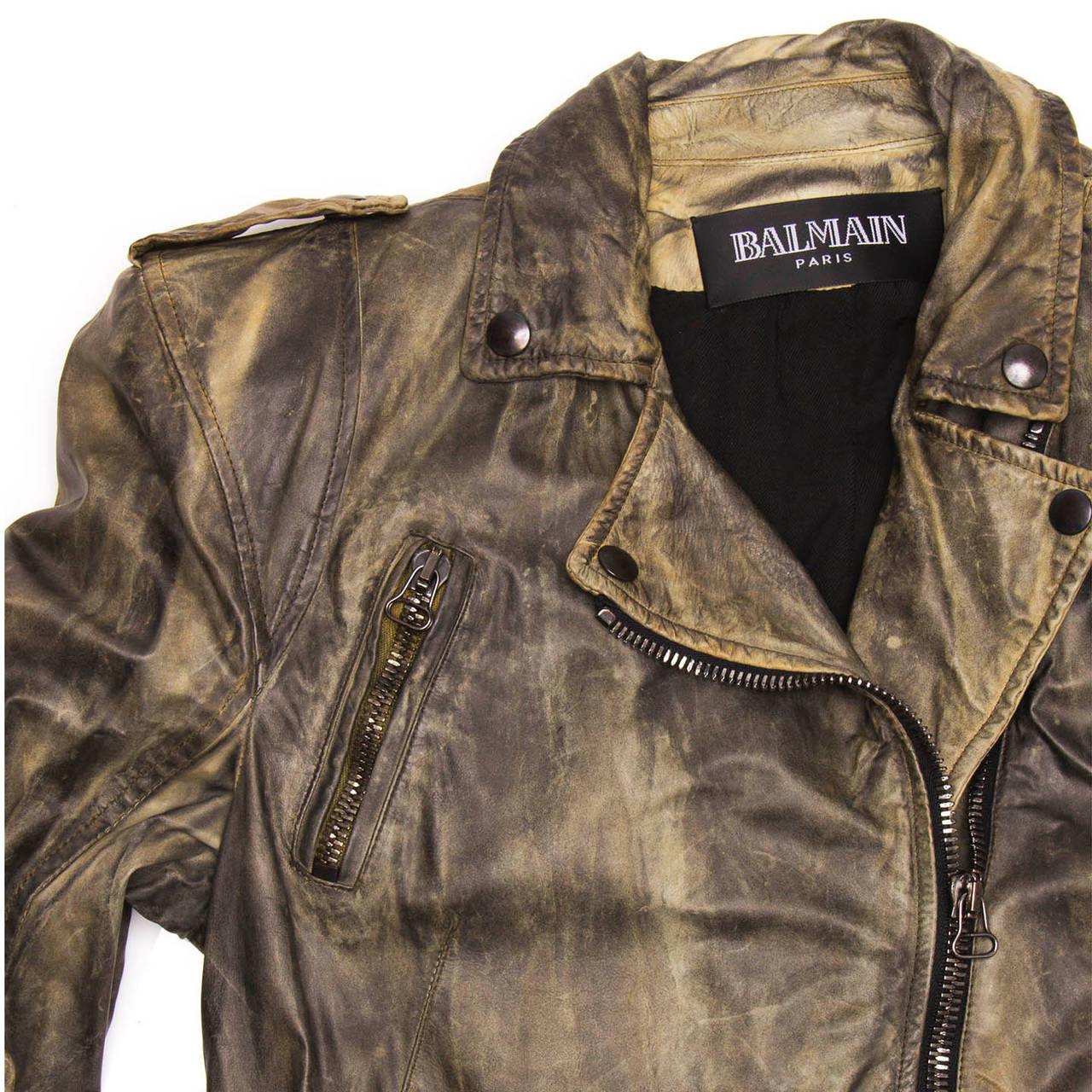 Balmain Leather Jacket Moto style with tail at 1stDibs | leather jacket ...