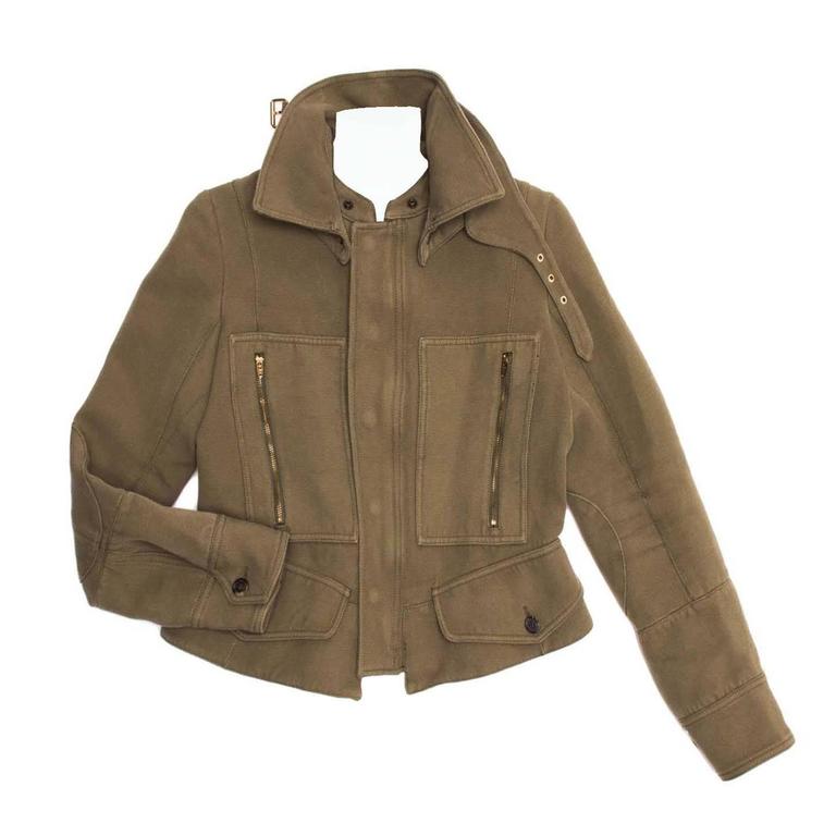Celine Green Brown Canvas Jacket at 1stDibs | celine military jacket ...
