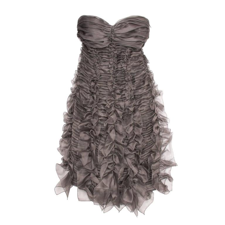 Burberry Grey Silk Strapless Dress For Sale at 1stDibs | grey strapless ...