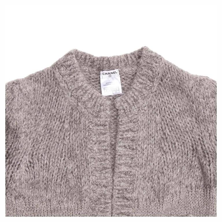 Chanel Grey Cashmere, Angora and Chinchilla Cropped Cardigan For Sale ...