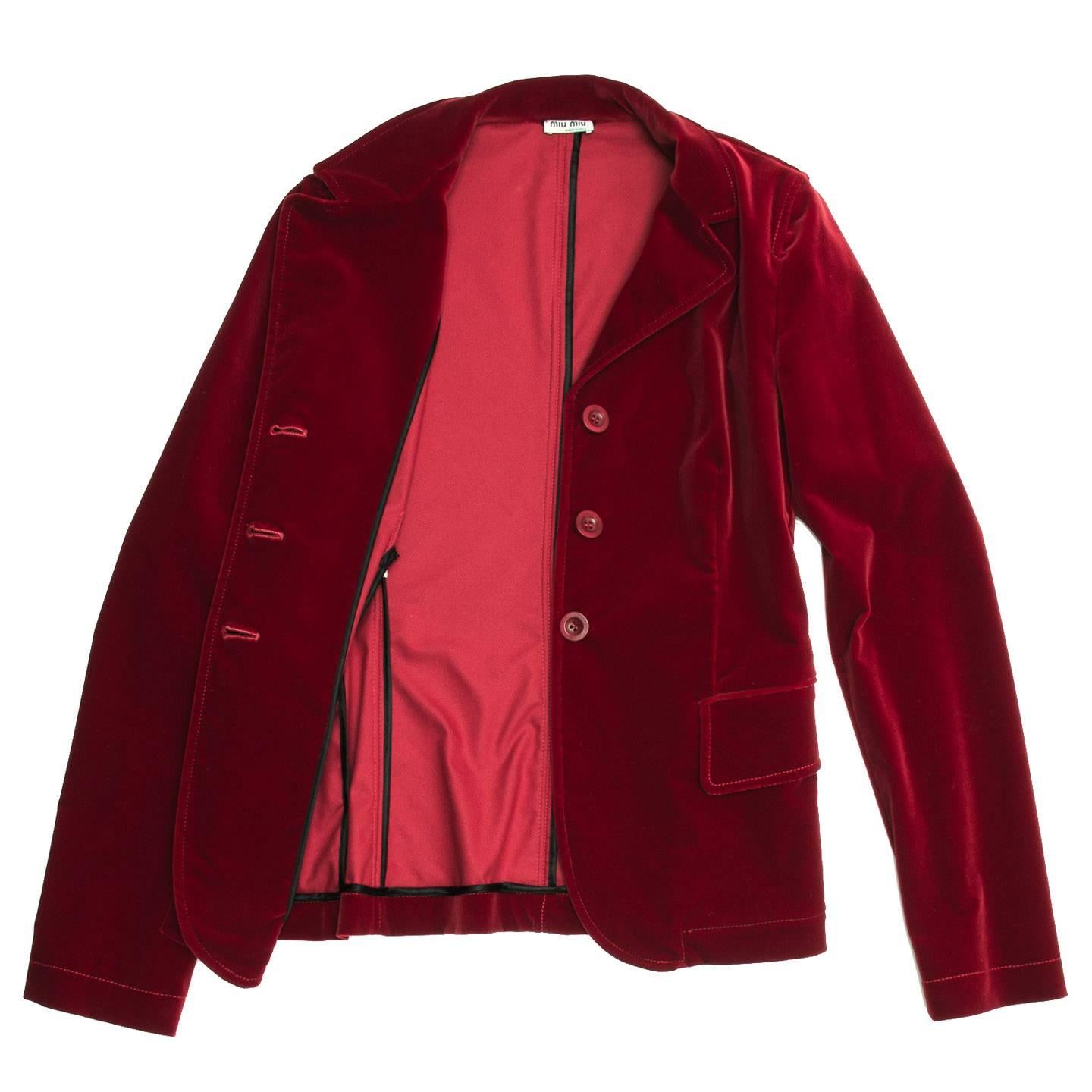 Miu Miu Red Velvet Blazer For Sale at 1stDibs | red velvet blazer ...