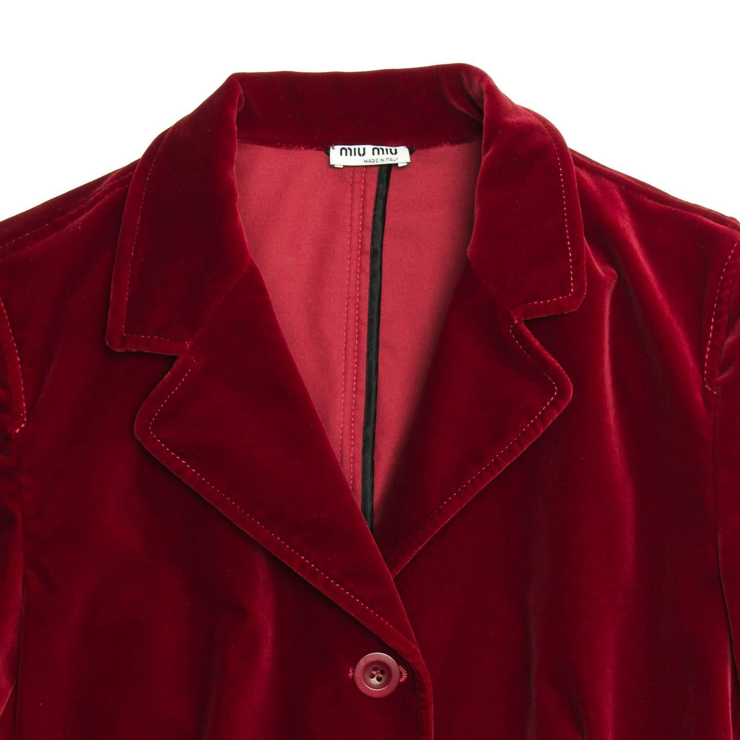 Miu Miu Red Velvet Blazer For Sale at 1stDibs | red velvet blazer ...