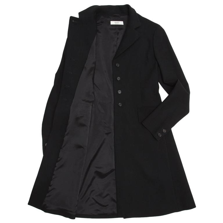 Prada Black Wool Riding Style Coat For Sale at 1stDibs