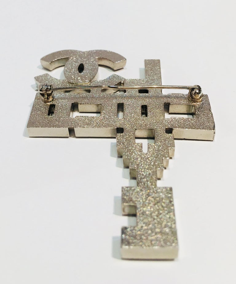 Chanel “LOVE COCO” Logo Dark Purple and White Crystal Pin Spring 2008 ...