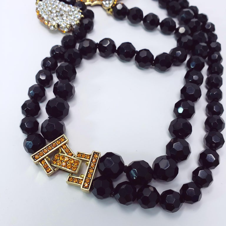Heidi Daus Animal Magic Tiger Demi Parure Beaded Necklace and Clip on ...
