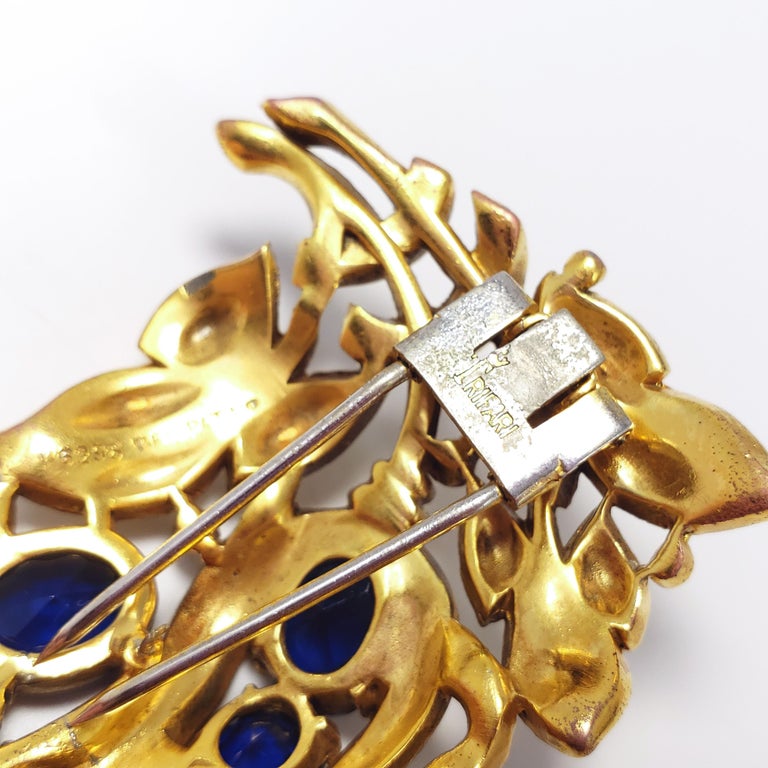 Vintage Trifari Crown Alfred Philippe Floral Bouquet Blue Crystal Dress ...