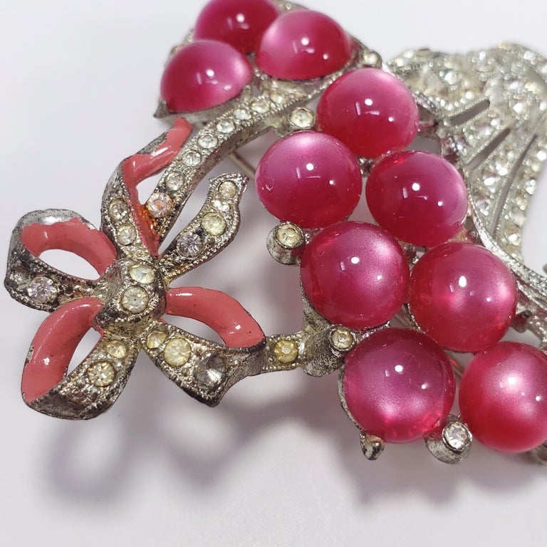 Collector's Berry Basket Pin Brooch With Open Back Raspberry Moonglow ...