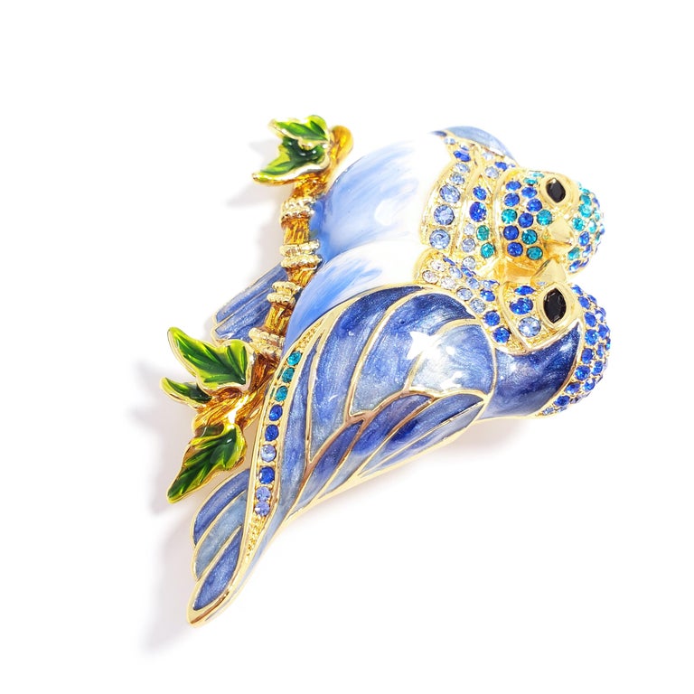 JAY Jay Strongwater "Delightful" Love Bird Brooch, Pin, Pendant in Gold ...