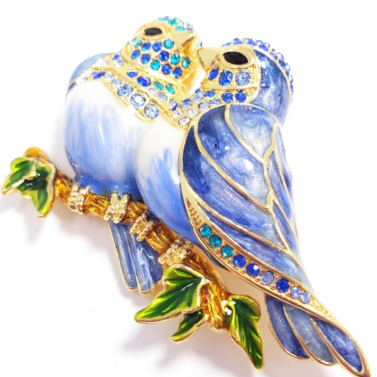 JAY Jay Strongwater "Delightful" Love Bird Brooch, Pin, Pendant in Gold ...