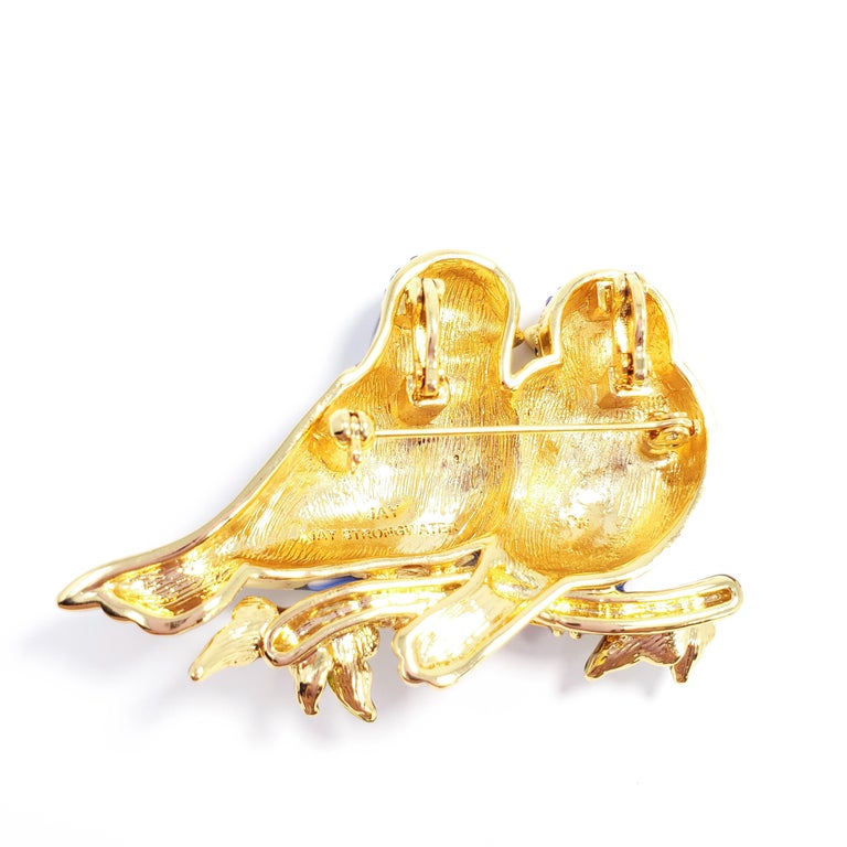 JAY Jay Strongwater "Delightful" Love Bird Brooch, Pin, Pendant in Gold ...