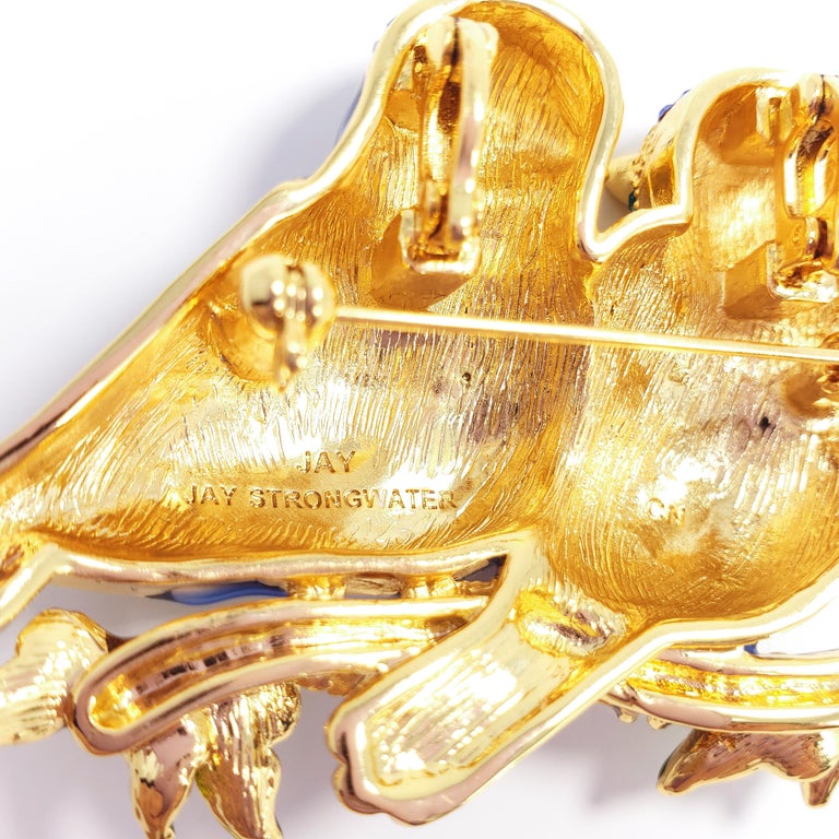 JAY Jay Strongwater "Delightful" Love Bird Brooch, Pin, Pendant in Gold ...