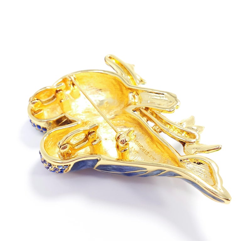 JAY Jay Strongwater "Delightful" Love Bird Brooch, Pin, Pendant in Gold ...