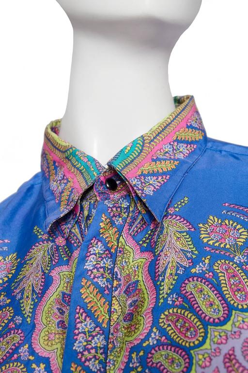 A 90s Gianni Versace Neon Paisley Print Silk Shirt at 1stDibs | 90s ...