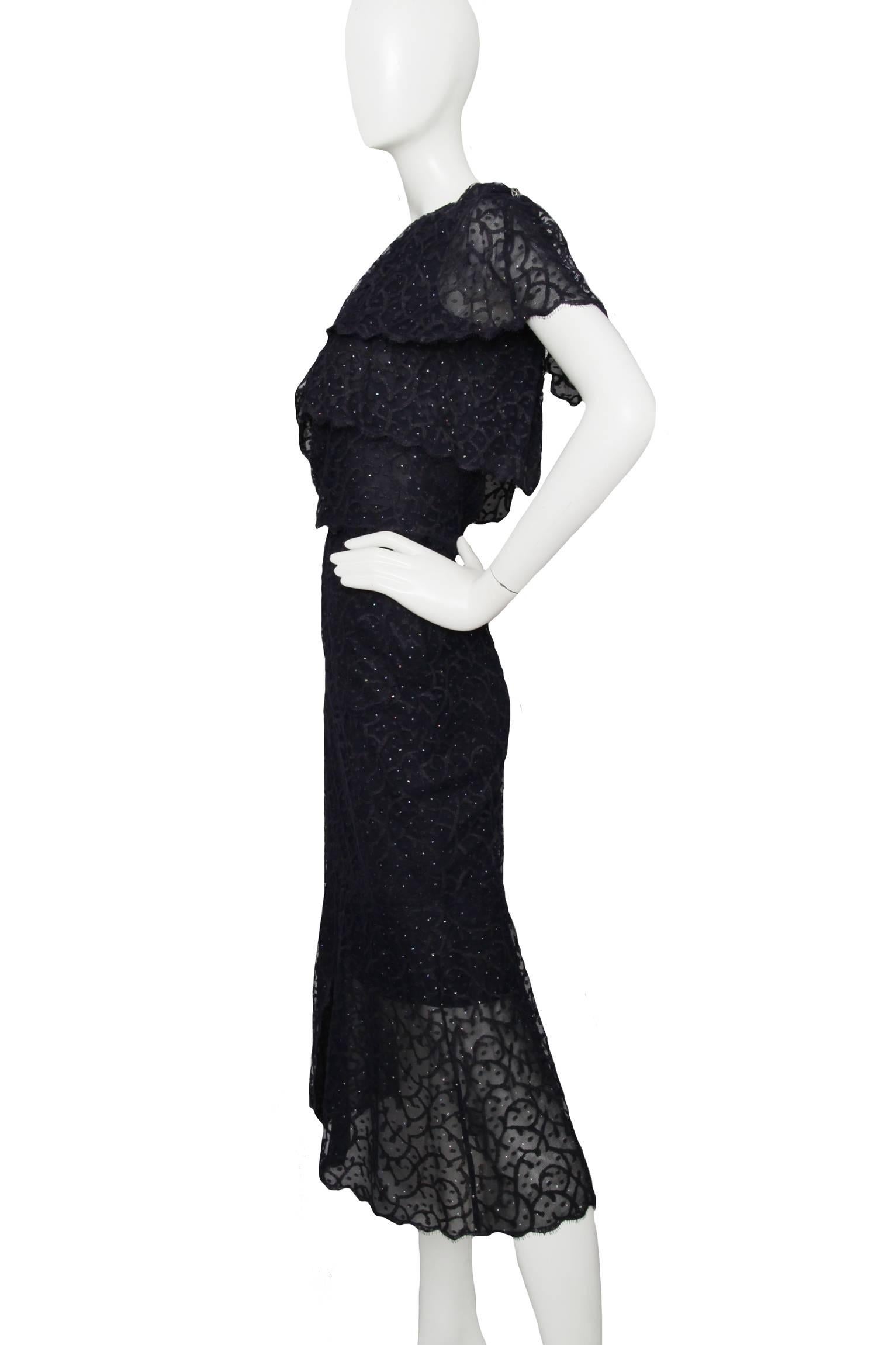 A Chanel Two-Piece Midnight Blue Lace Encemble at 1stDibs