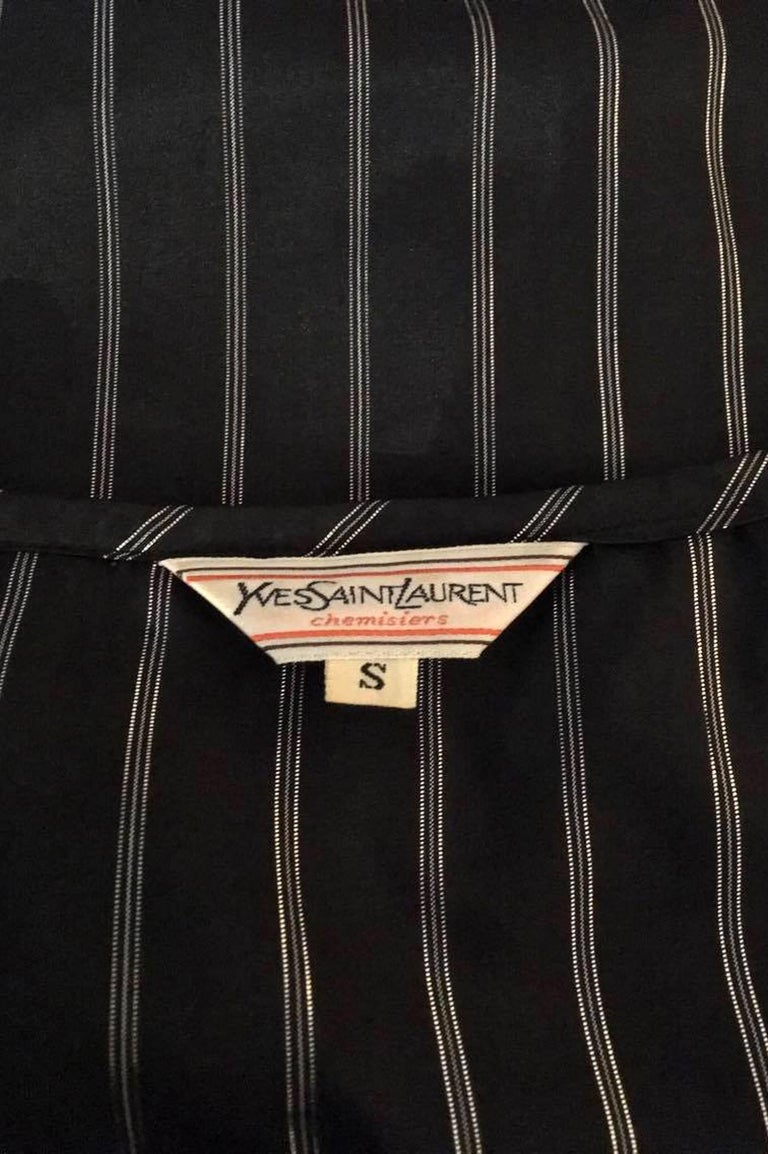 80s Yves Saint Laurent Sheer Lurex Blouse W. Ruffle Collar at 1stDibs