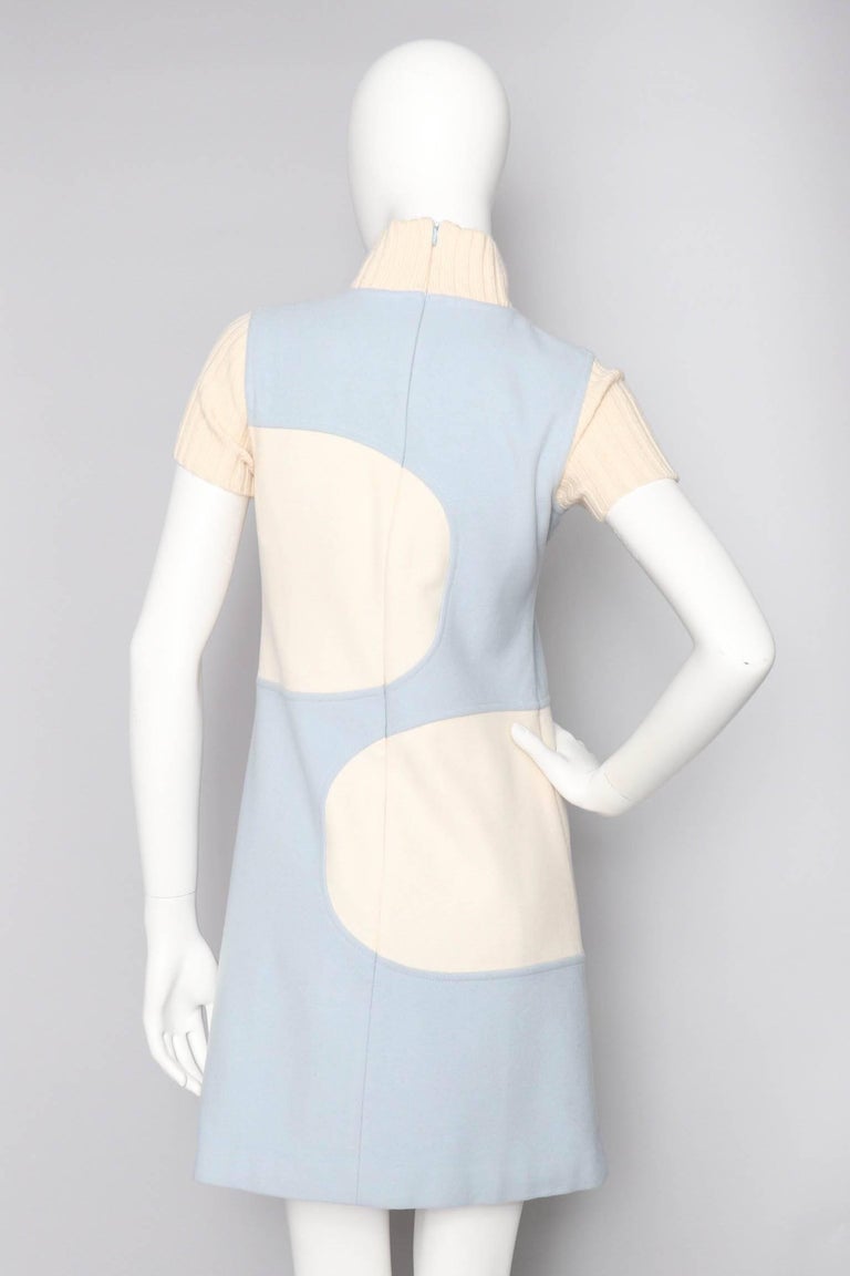 A 1960s Vintage Courrèges White and Blue Wool Mini Dress XS For Sale at ...