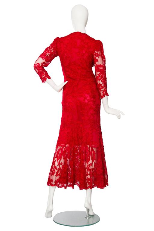 1983 Yves Saint Laurent Bright Red Haute Couture Evening Gown For Sale ...