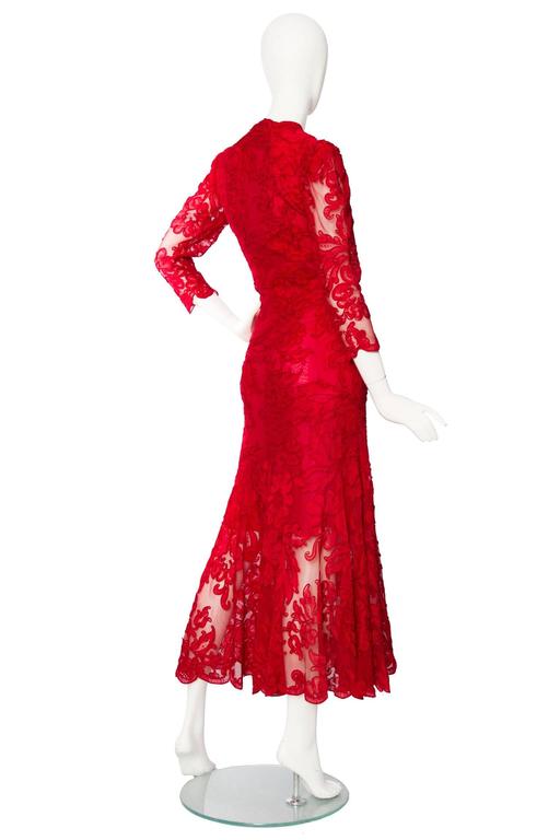 1983 Yves Saint Laurent Bright Red Haute Couture Evening Gown For Sale ...