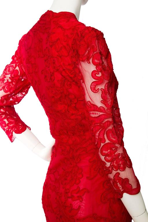 1983 Yves Saint Laurent Bright Red Haute Couture Evening Gown For Sale ...