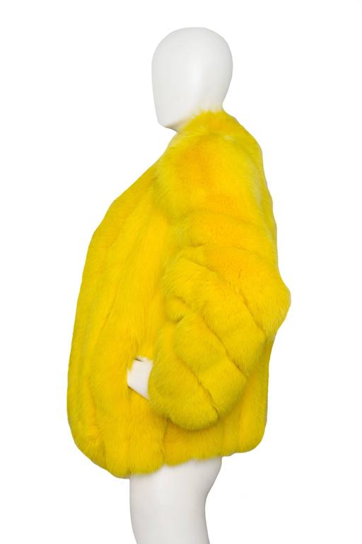 A 1980s Bright Yellow Dyed Saga Furs Fox Coat at 1stDibs