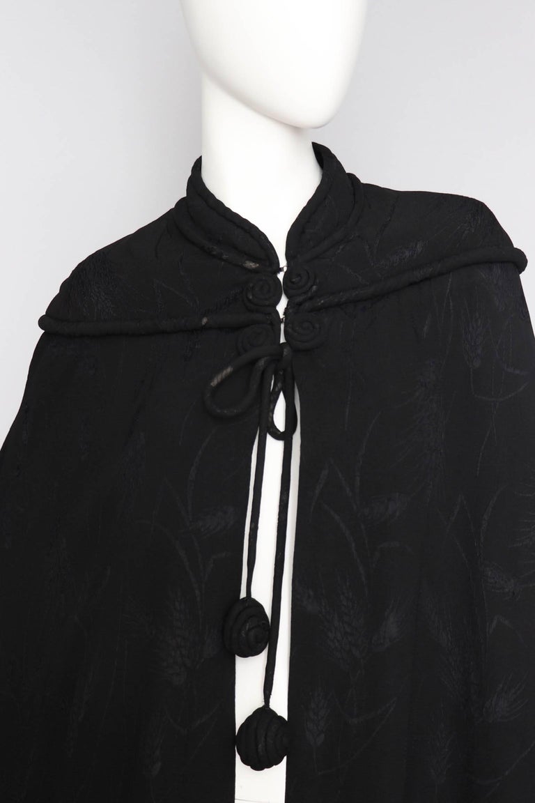 A 1930s Black Silk Crepe Opera Cape For Sale at 1stDibs | black silk cape