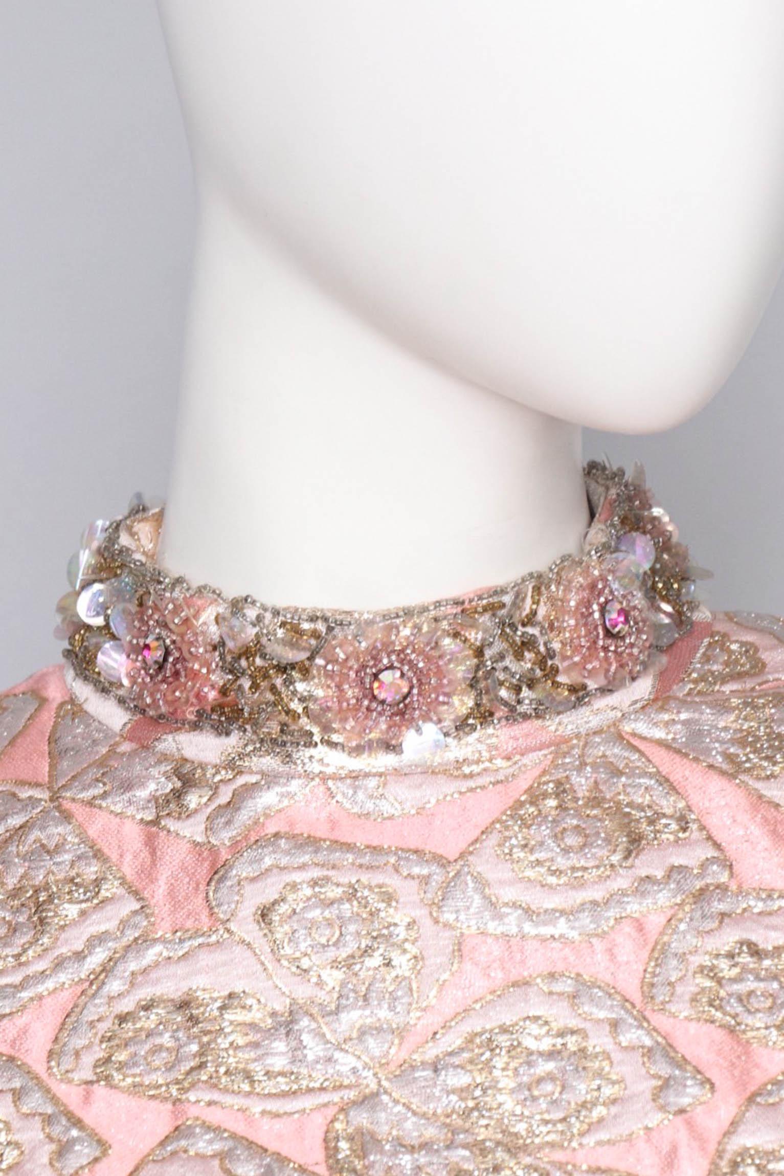 A 1960s Vintage Embroidered Brocade Sleeveless Dress at 1stDibs