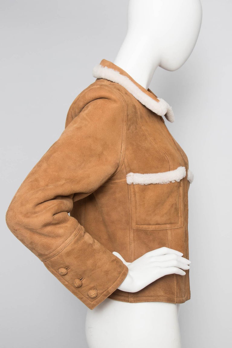 A 1990s Vintage Chanel Brown Shearling Jacket at 1stDibs | chanel ...