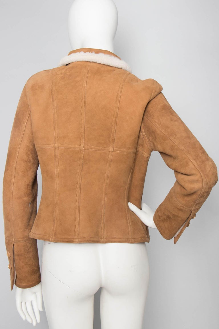 A 1990s Vintage Chanel Brown Shearling Jacket at 1stDibs | chanel ...
