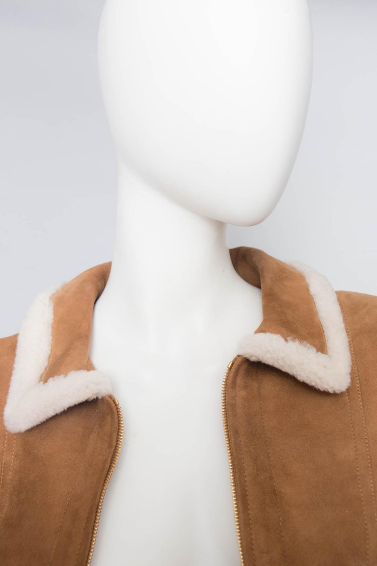 A 1990s Vintage Chanel Brown Shearling Jacket at 1stDibs | chanel ...