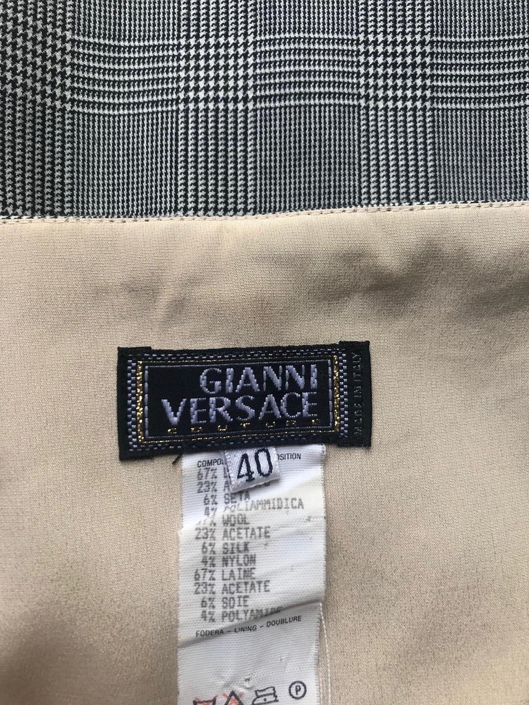 A Spring 1998 Vintage Gianni Versace Houndstooth Plaid Bodycon Dress XS ...