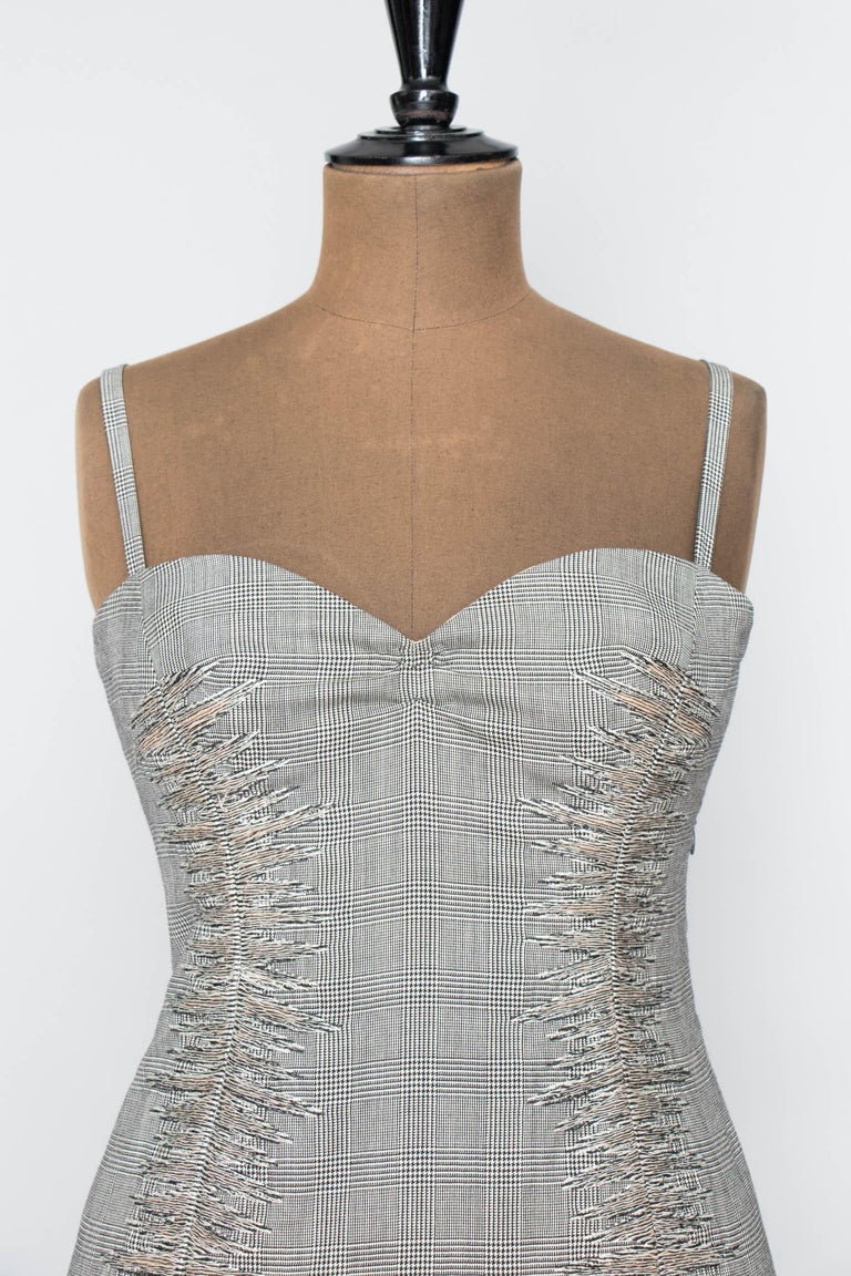 A Spring 1998 Vintage Gianni Versace Houndstooth Plaid Bodycon Dress XS ...