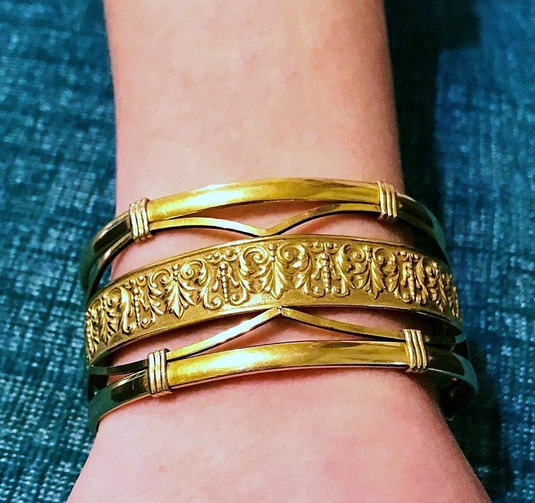 Circa 1930s to 1940s Krementz 14k Gold Overlay Ornate Motif Cuff at ...