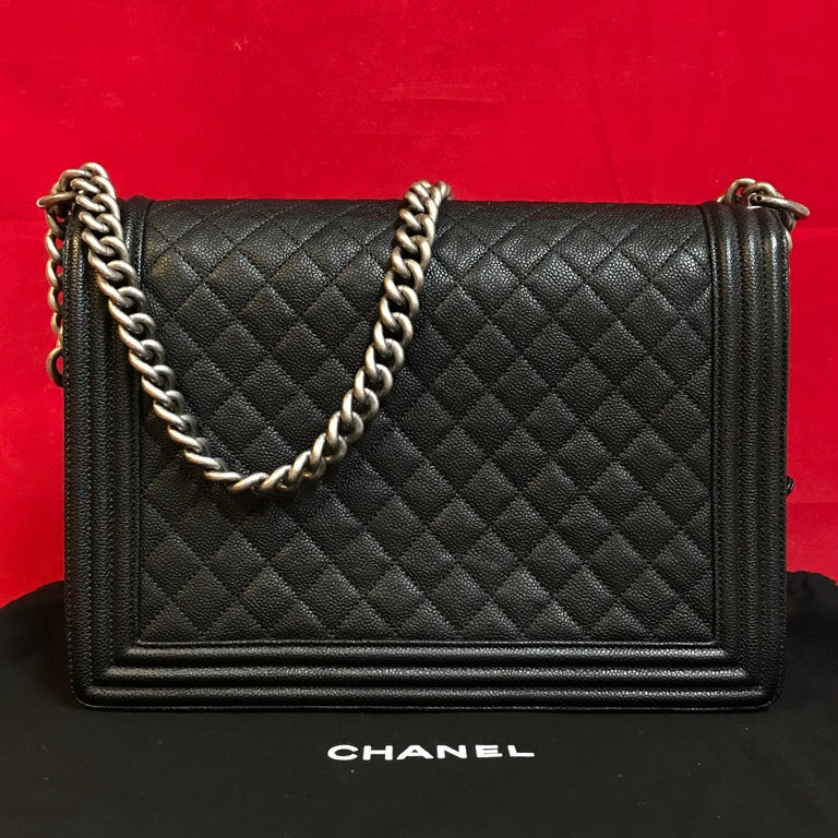 CHANEL Large Boy shoulder bag black quilted caviar / calfskin 2016 For ...