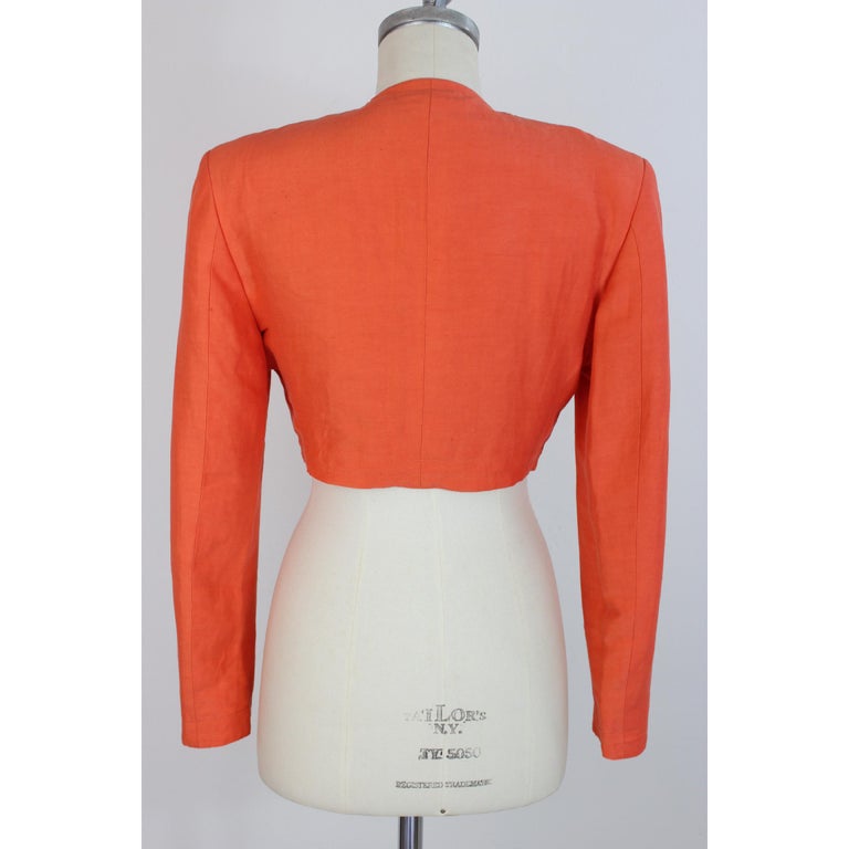 Gianni Versace Bolero Jacket Silk Linen Orange Vintage, 1990s at ...