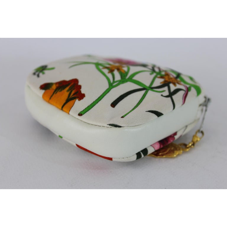 Gucci Flora Boutique Wallet Silk Leather Vintage White, 1970s at 1stDibs
