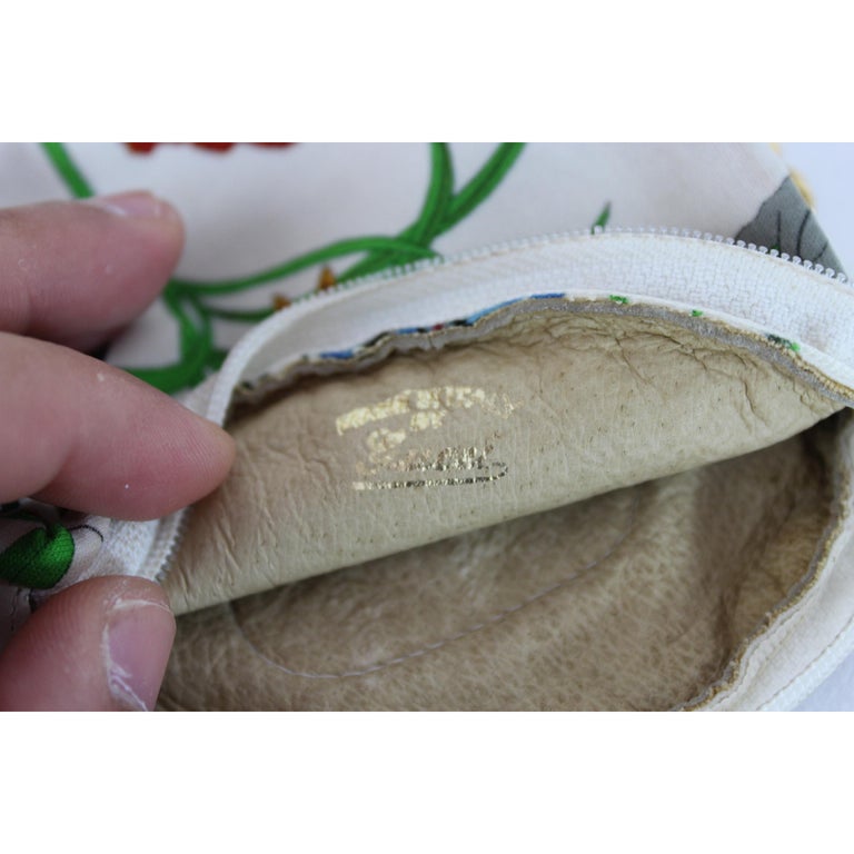 Gucci Flora Boutique Wallet Silk Leather Vintage White, 1970s at 1stDibs