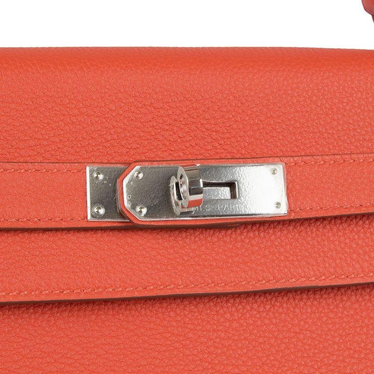 HERMES Capucine red Togo KELLY II 35 RETOURNER Bag at 1stDibs ...