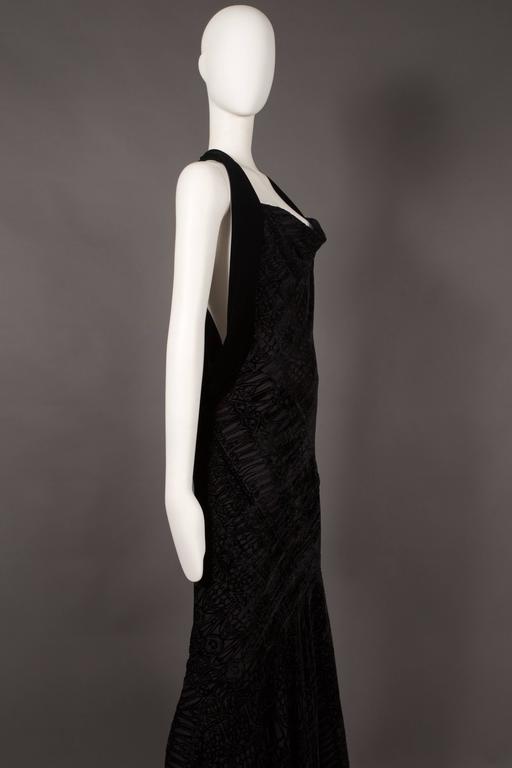 Alexander McQueen backless silk devore bias cut evening dress, circa ...