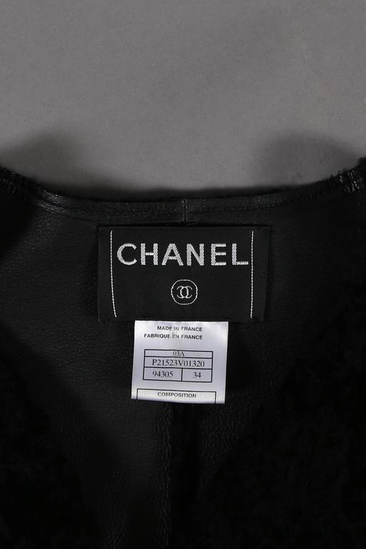 Chanel black shearling cropped jacket with silk bow fastening, circa ...