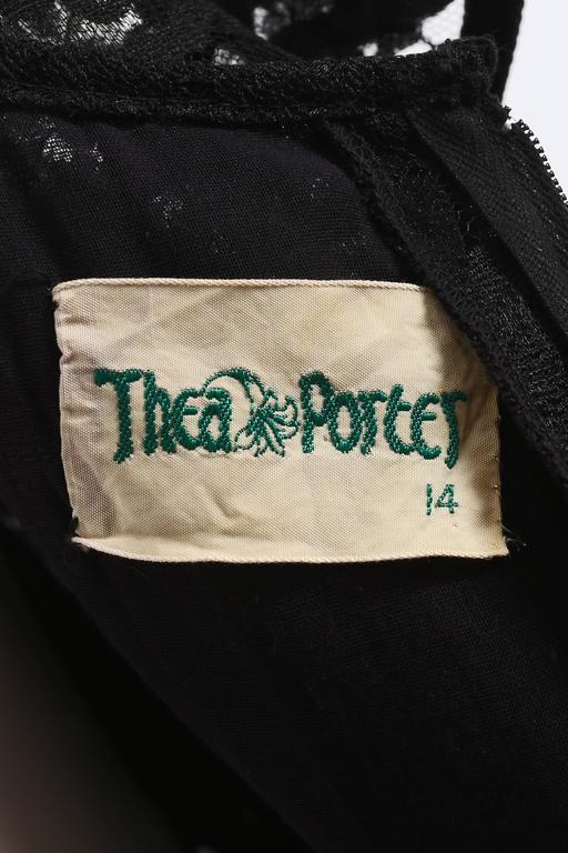 Thea Porter velvet trimmed lace evening dress, circa late 1960s at 1stDibs