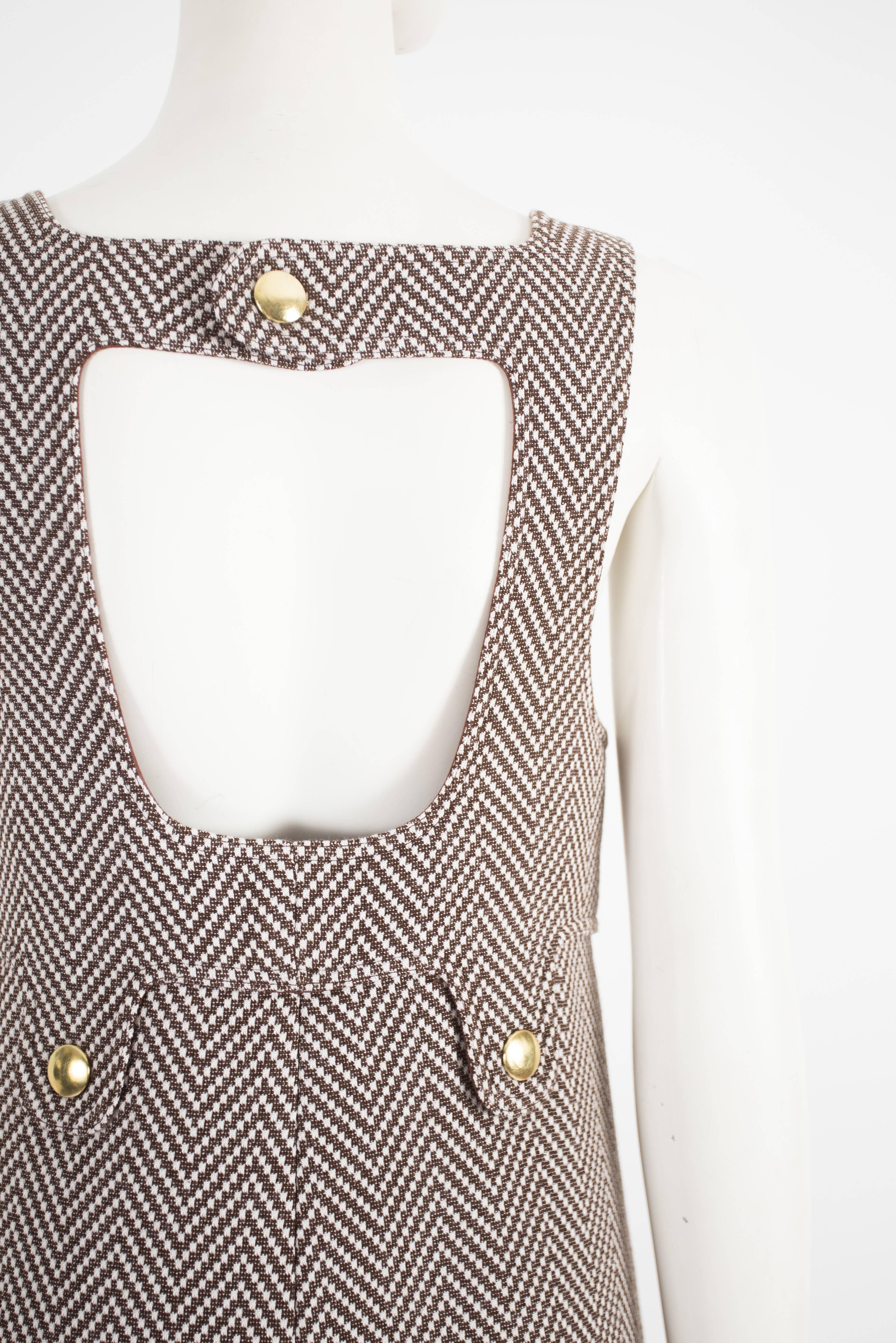 Courreges Haute Couture tweed pinafore dress, circa 1969 at 1stDibs ...