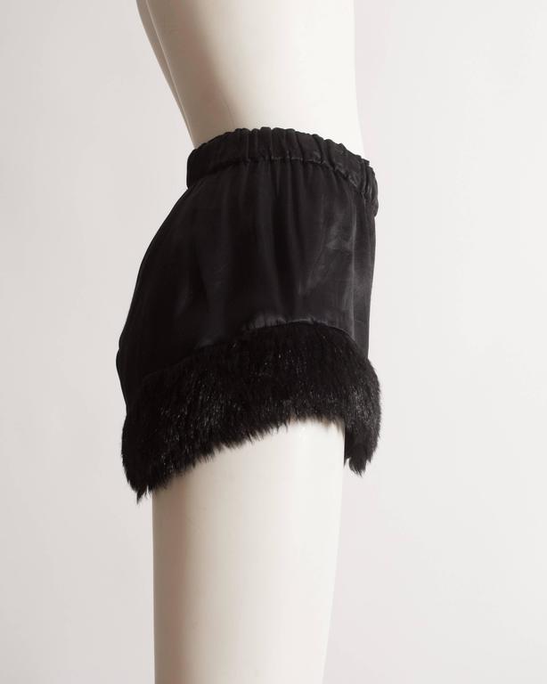 Vivienne Westwood black satin mini shorts with faux fur, circa 1991 at ...