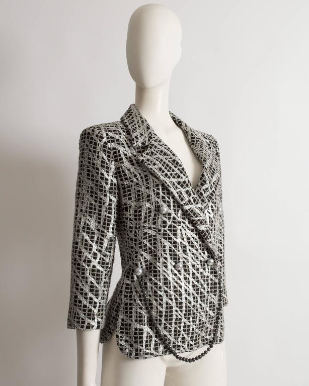 Chanel double breasted metallic silver evening jacket, SS 2012 at 1stDibs
