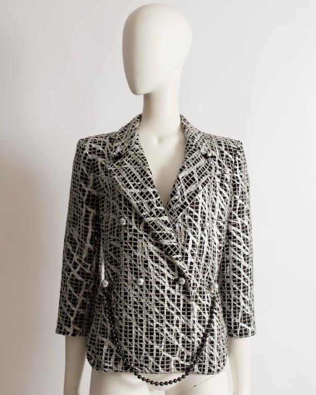Chanel double breasted metallic silver evening jacket, SS 2012 at 1stDibs
