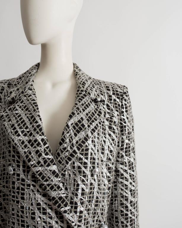 Chanel double breasted metallic silver evening jacket, SS 2012 at 1stDibs