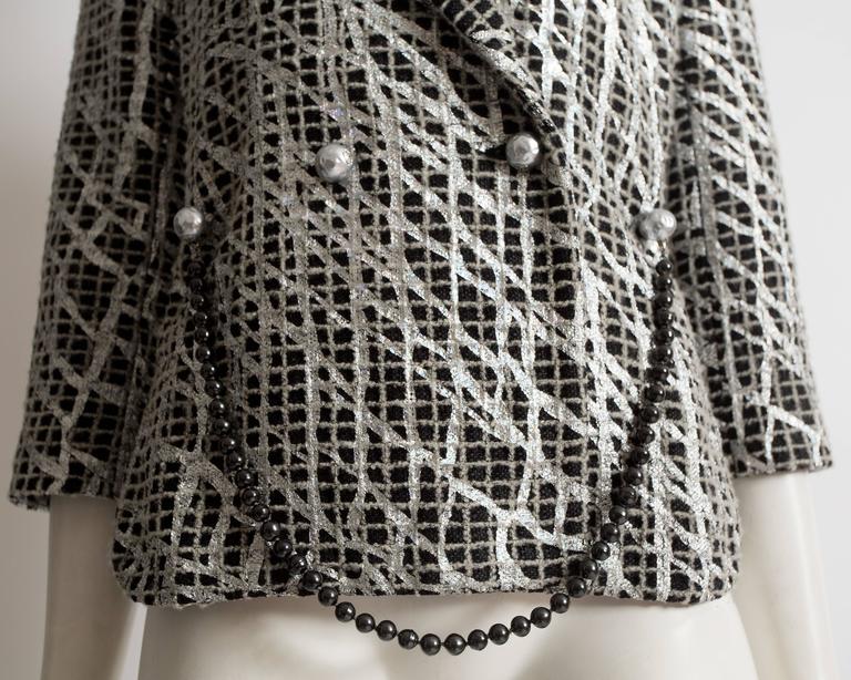 Chanel double breasted metallic silver evening jacket, SS 2012 at 1stDibs